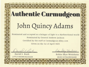 Curmudgeon Certificates | Now Purchase by Credit Card - Curmudgeon Alley